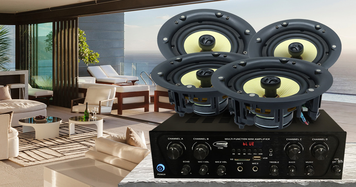 Ceiling speaker packages from $299. Ideal for Cafes and Restaurants
